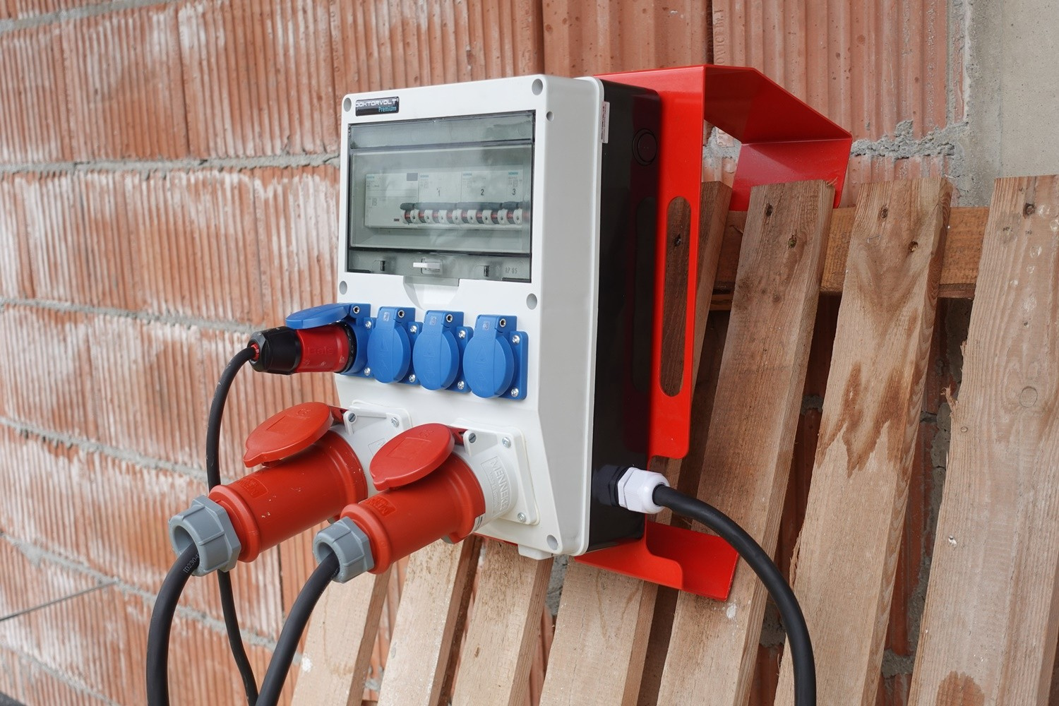 Baustromverteiler mit Ständer Siemens pTD-S/FI SET 32A 16A 4x230V Mennekes Steckdosen Doktorvolt ...