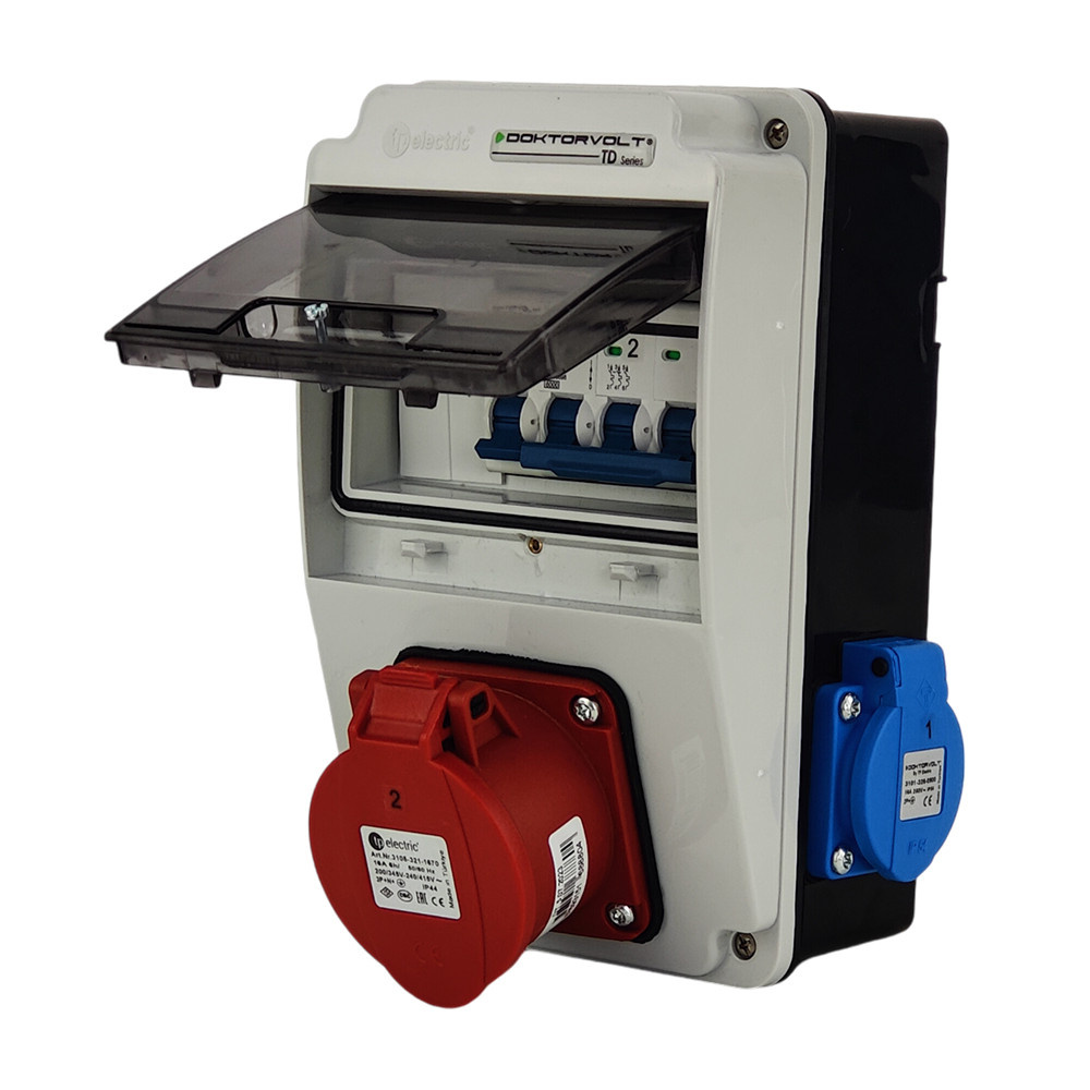 Wandverteiler XS-S 16A 2x230V IP44 Stromverteiler Komplett Verdrahtet Doktorvolt DV-2144-F ...